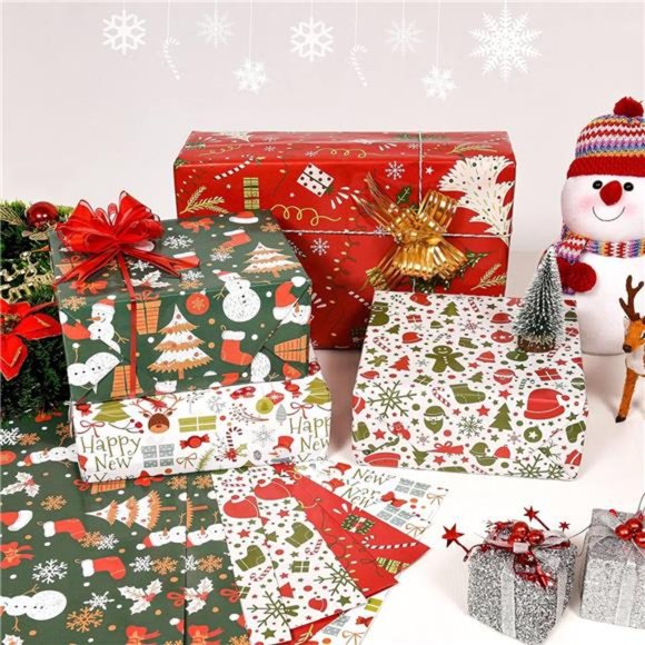 Party Supplies | Christmas Wrapping Paper For Kids Papercraft Snowmen ...